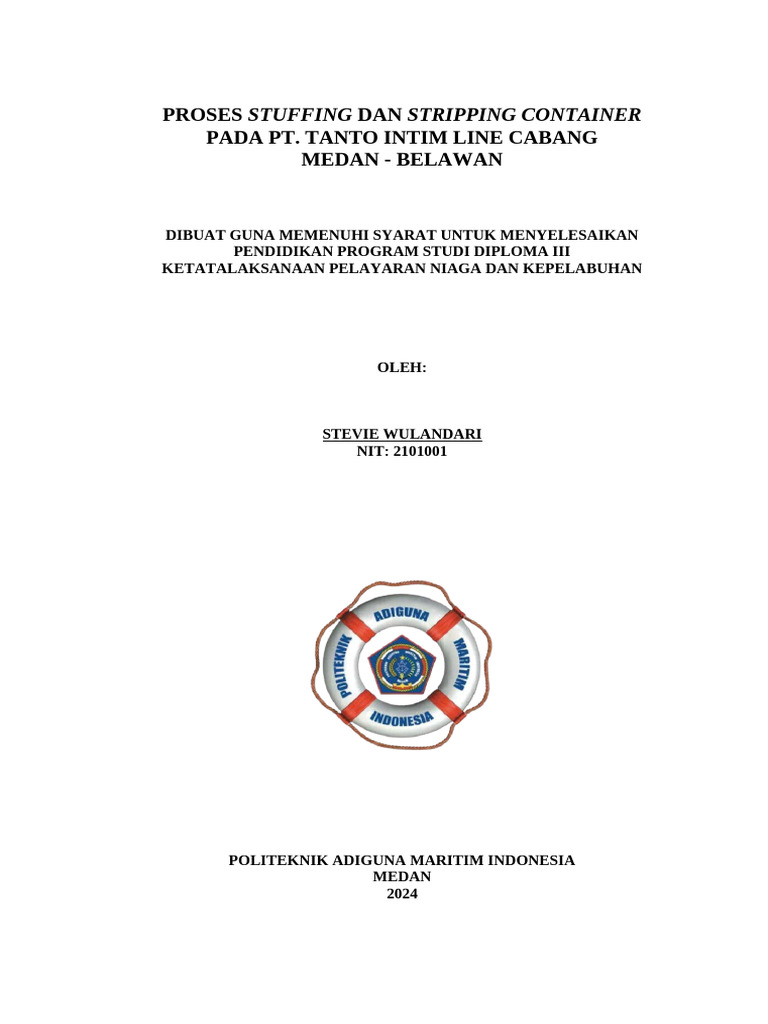 Proses Stuffing dan Stripping di PT. Tanto | PDF