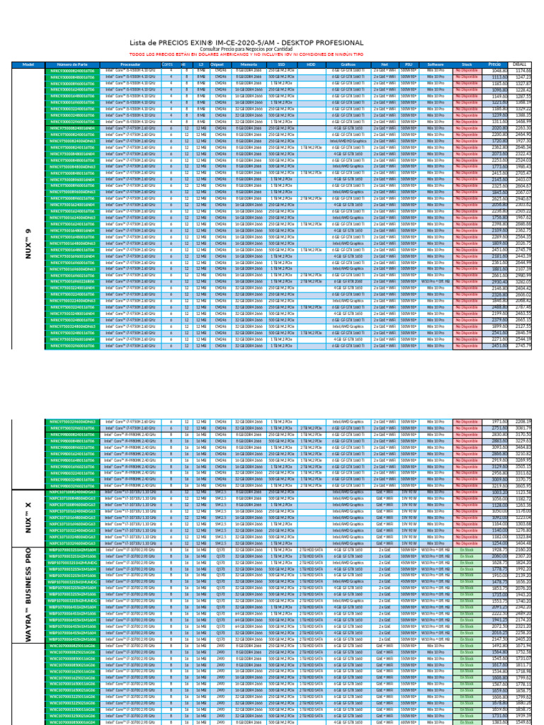 Lista de Precios EXIN y GBT | PDF | Hard Disk Drive | Computing