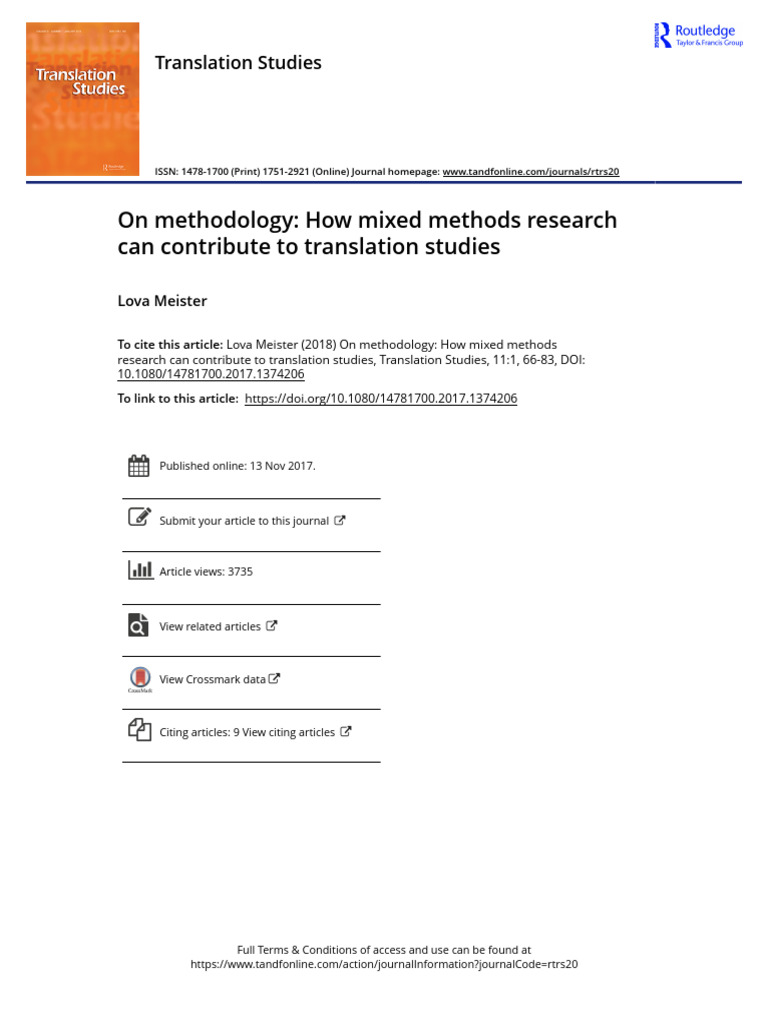 Mixed Methods in Translation Studies | PDF | Methodology | Pragmatism