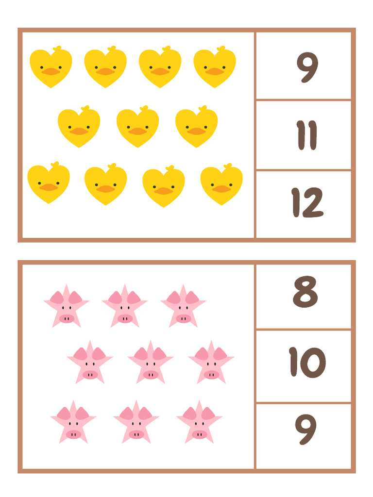 Counting Animal - Shapes 1-20 Flash Cards | PDF