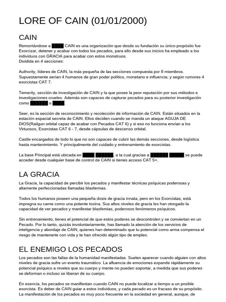 LORE OF THE WORLD OF CAIN | PDF | Exorcismo | Demonios