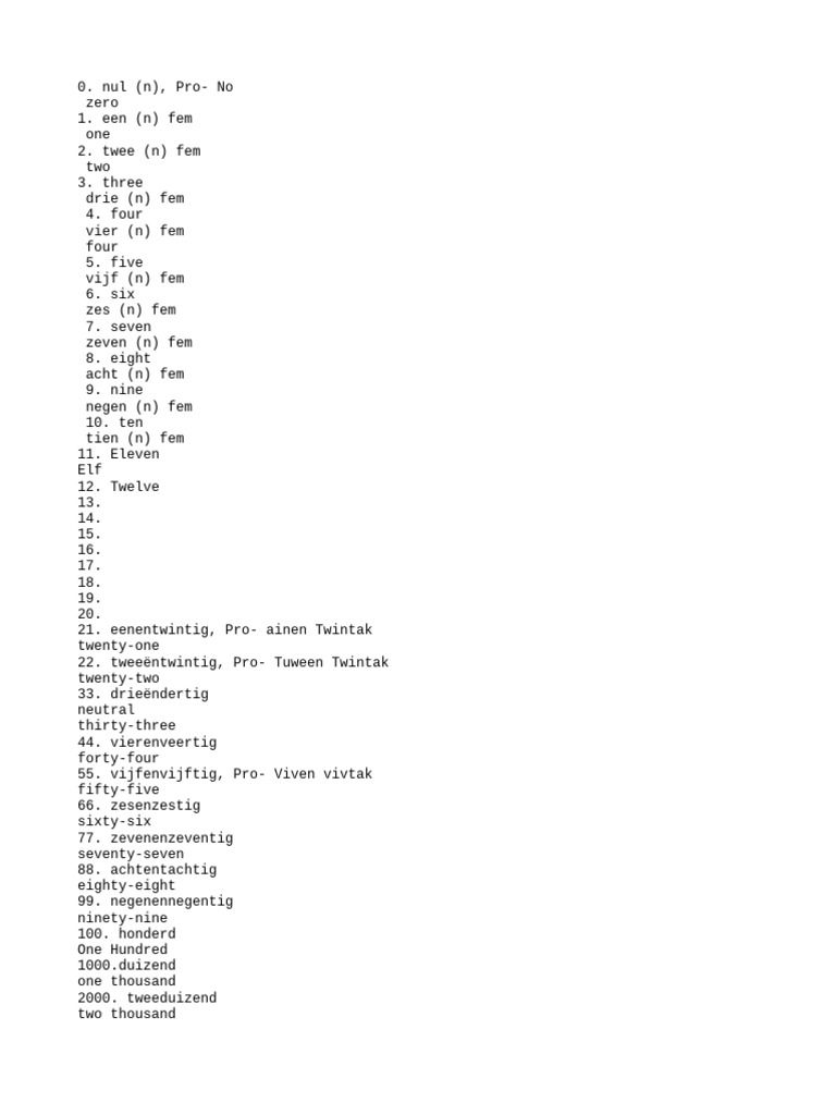 Dutch Number | PDF