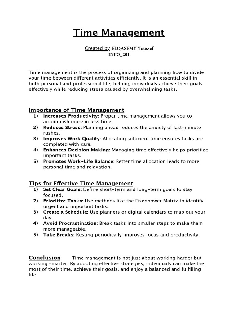 Effective Time Management Strategies | PDF