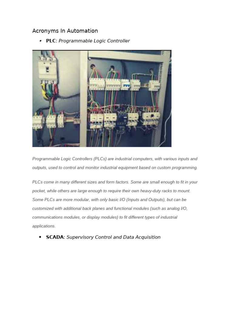 Acronyms in Automation | PDF | Programmable Logic Controller | Scada