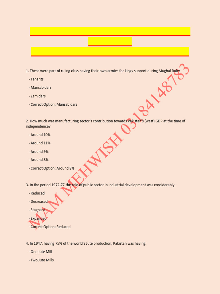 ECO610 MCQs Mids 2024 Mam Mehwish-1 | PDF