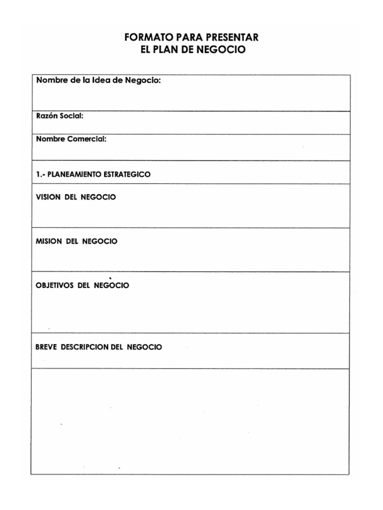 Formato para Plan de Negocios | PDF