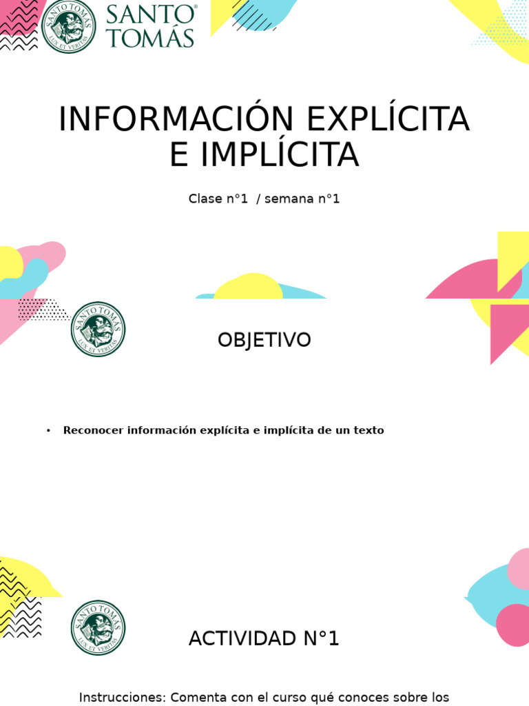 SEMANA 1 - EXPLICITO E IMPLICITO + IDEA PRINCIPA Y SECUNDARIAS | PDF | Depresión (estado de ...
