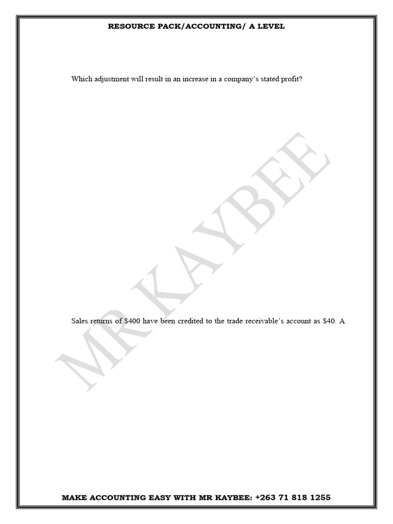 Correction of Errors MCQ | PDF | Debits And Credits | Business