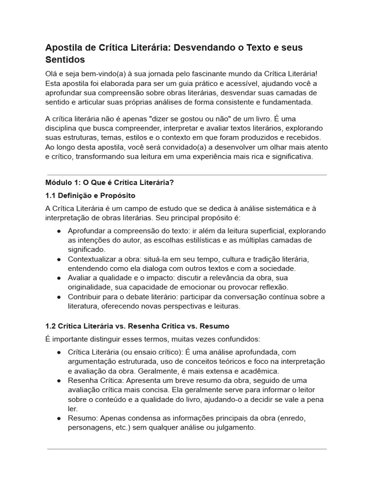 Guia Prático de Crítica Literária | PDF | Crítica | Narrativa