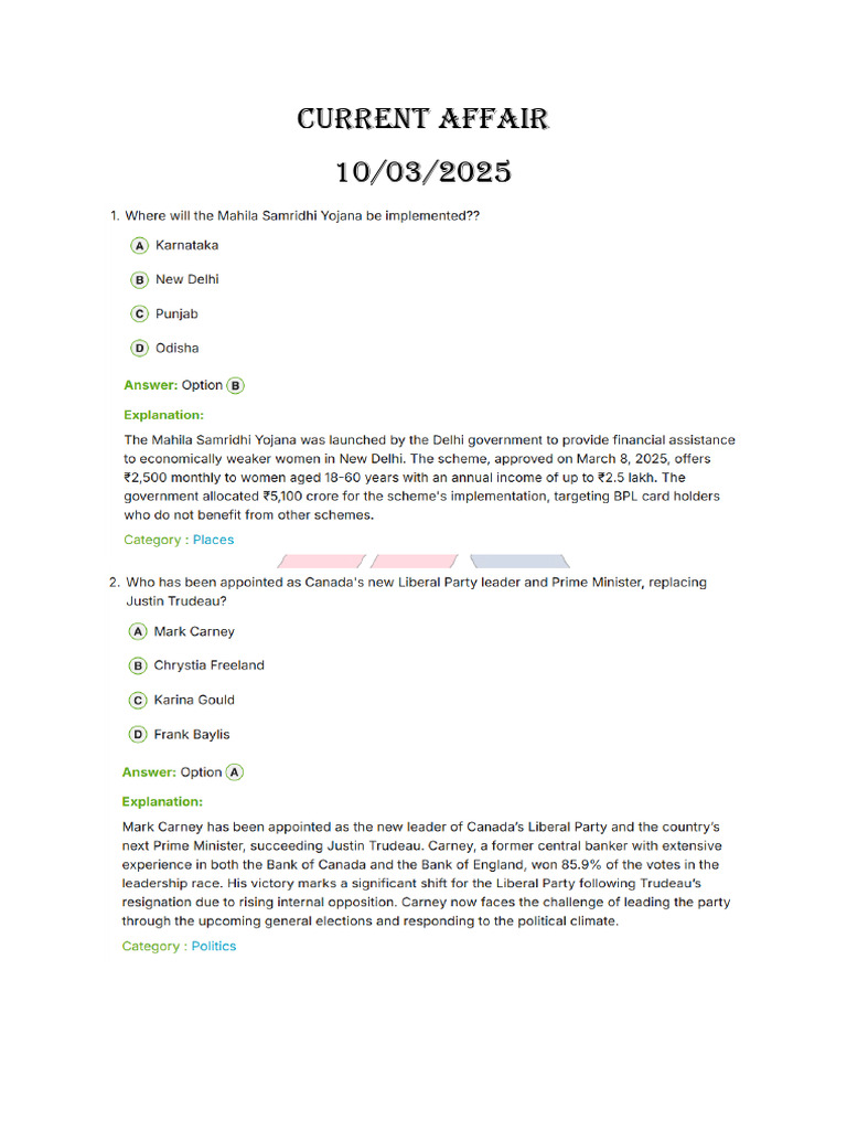 Current Affair 10 March 25 | PDF