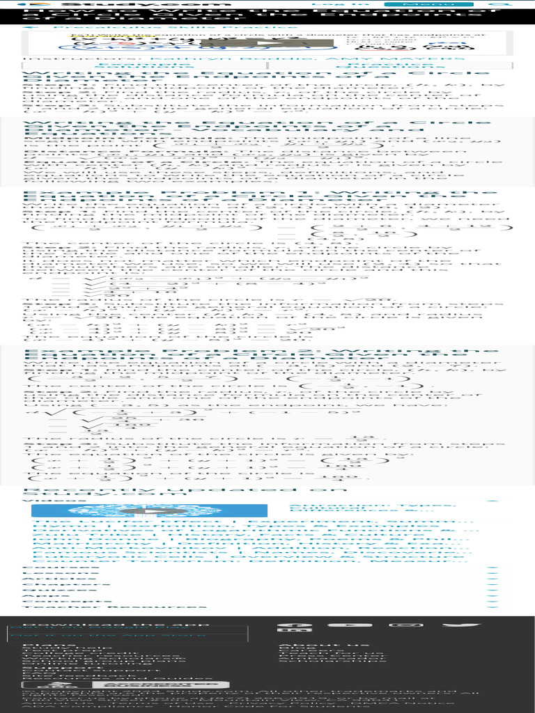 How To Write The Equation of A Circle Given The Endpoints of A Diameter ...