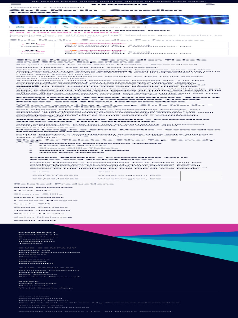 Chris Martin - Comedian Tickets & 2025 Tour Dates | PDF