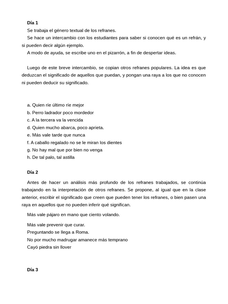 Refranes: Análisis y Significados en Clase | PDF | Verbo