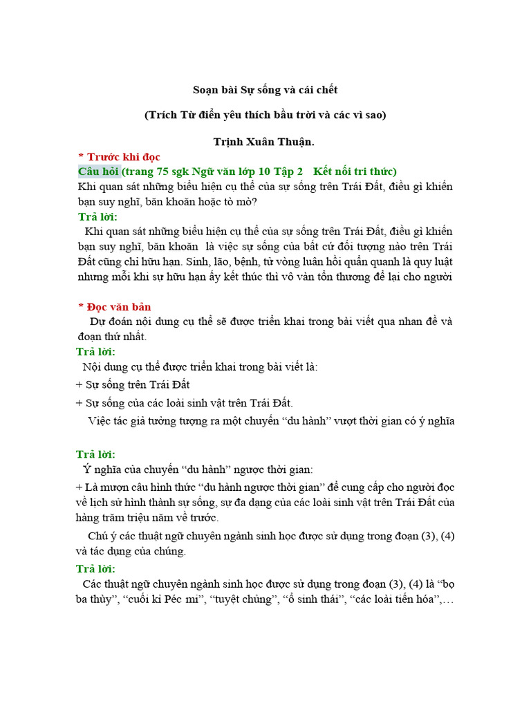 Soan Bai Su Song Va Cai Chet Ngan Nhat Ket Noi Tri Thuc | PDF