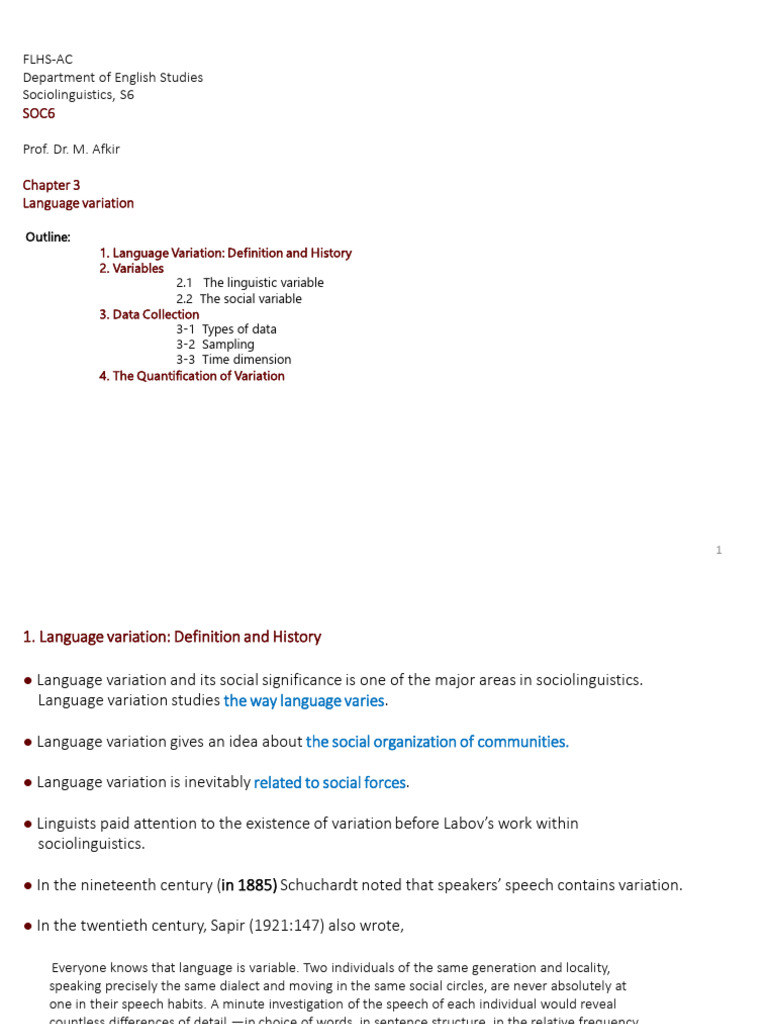 Chapter 3, Language Variation | PDF | Sociolinguistics | Linguistics