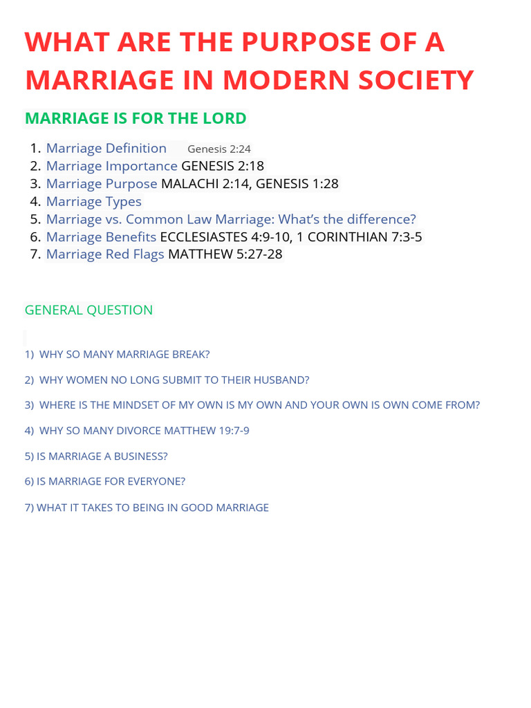 What Arew The Purpose of Marriage in Modern Society | PDF
