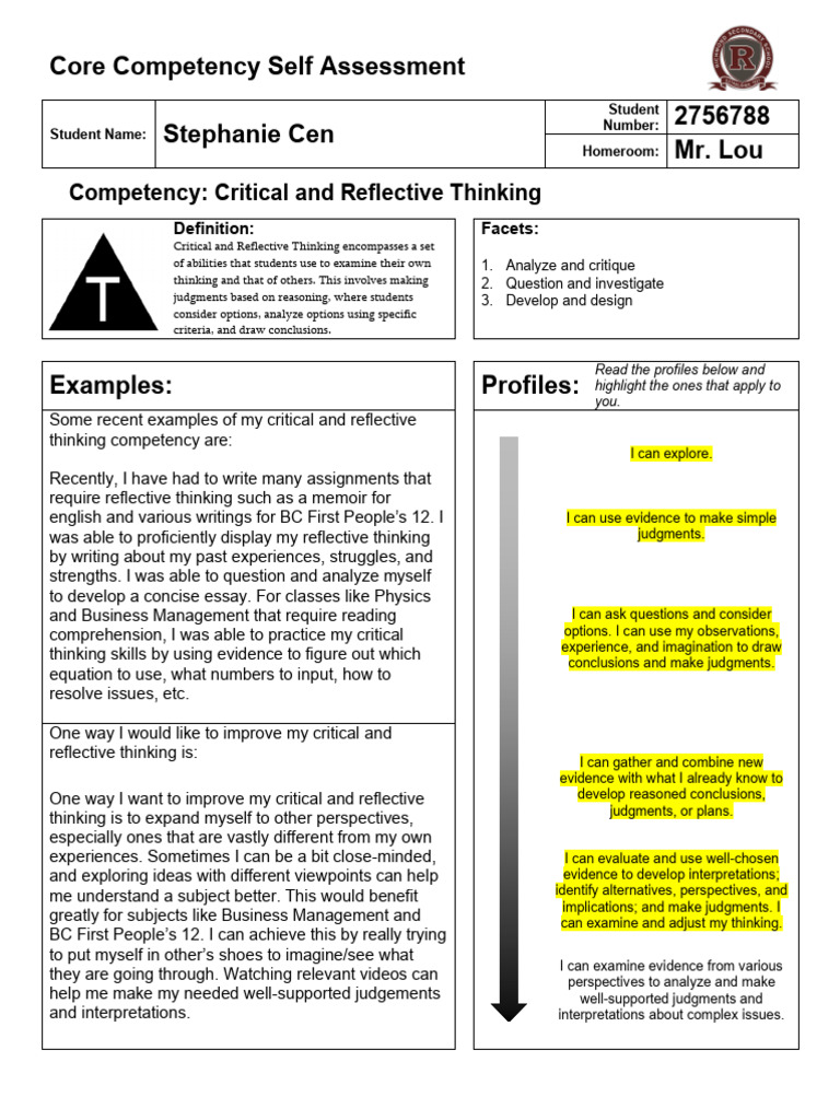CC T Critical and Reflective Thinking | PDF | Thought | Reading ...