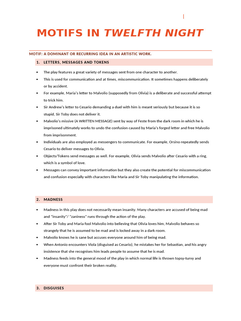 Night Motifs in Twelfth Night | PDF | Twelfth Night