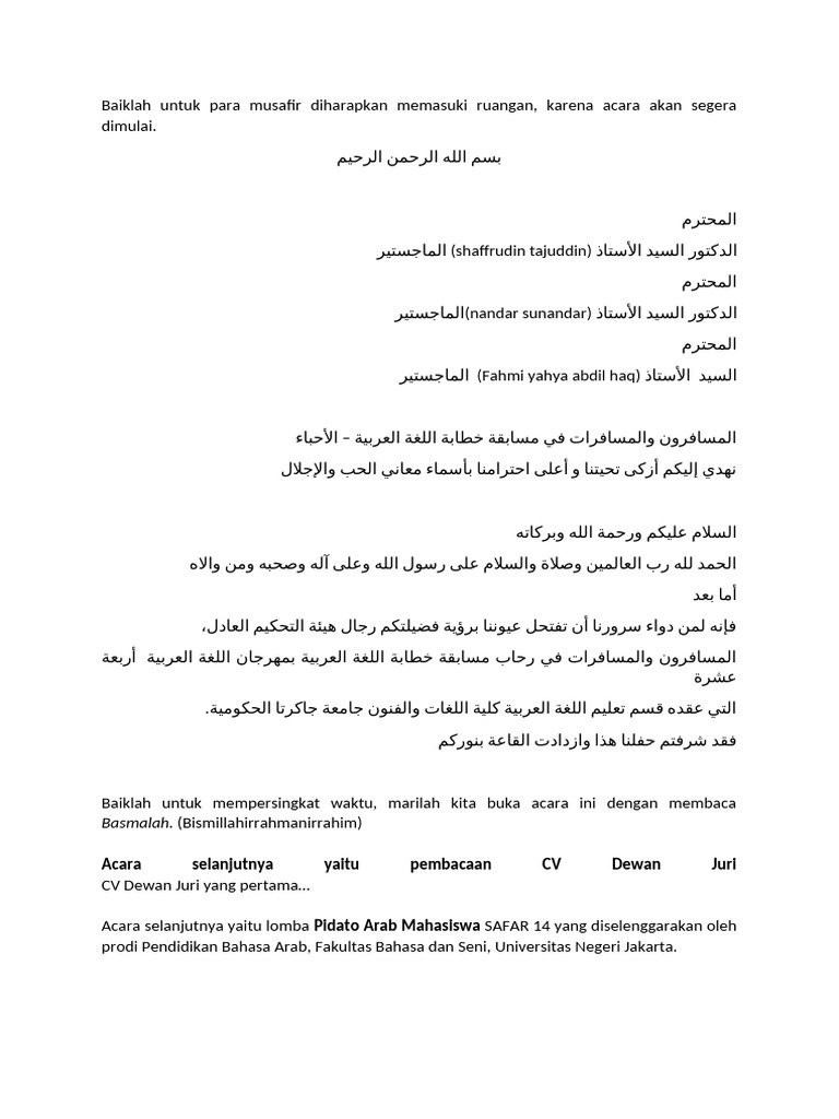 Teks MC mata Lomba SAFAR 14 Baru-1 | PDF