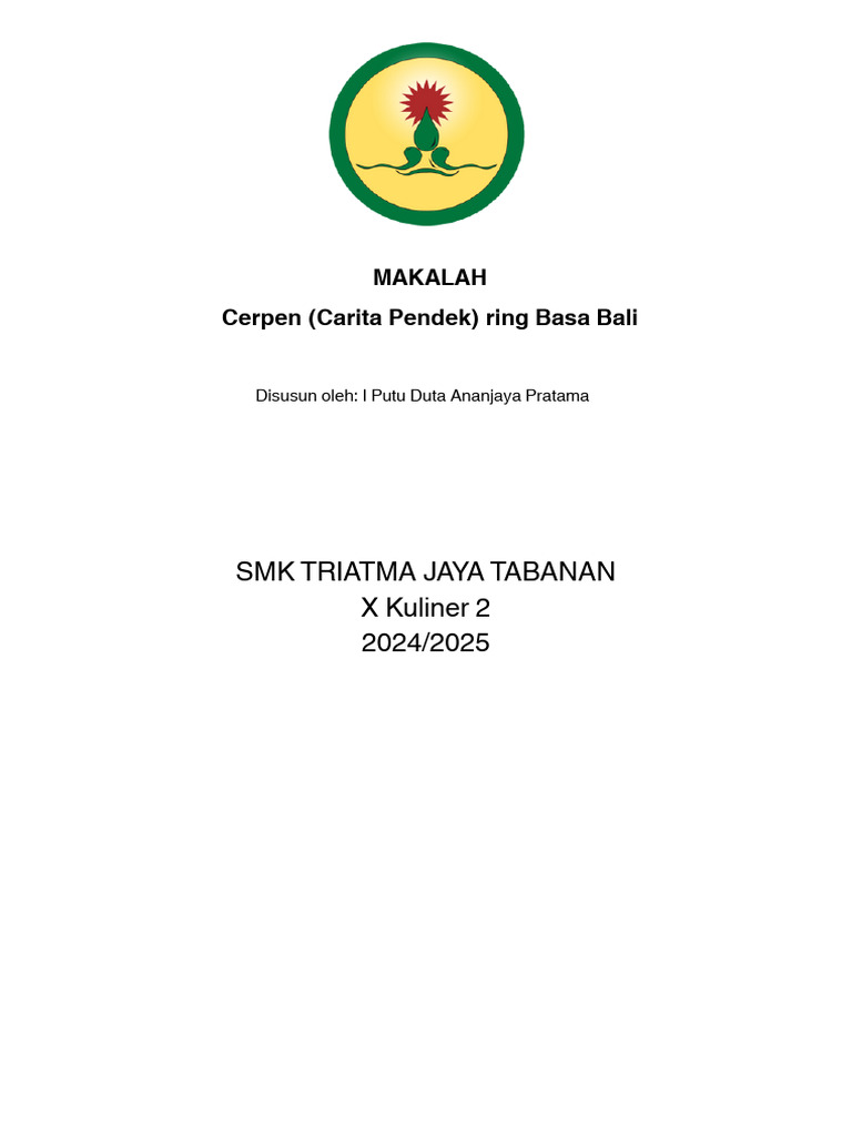 Makalah Cerpen Bali I Putu Duta Ananjaya FINAL PDF | PDF