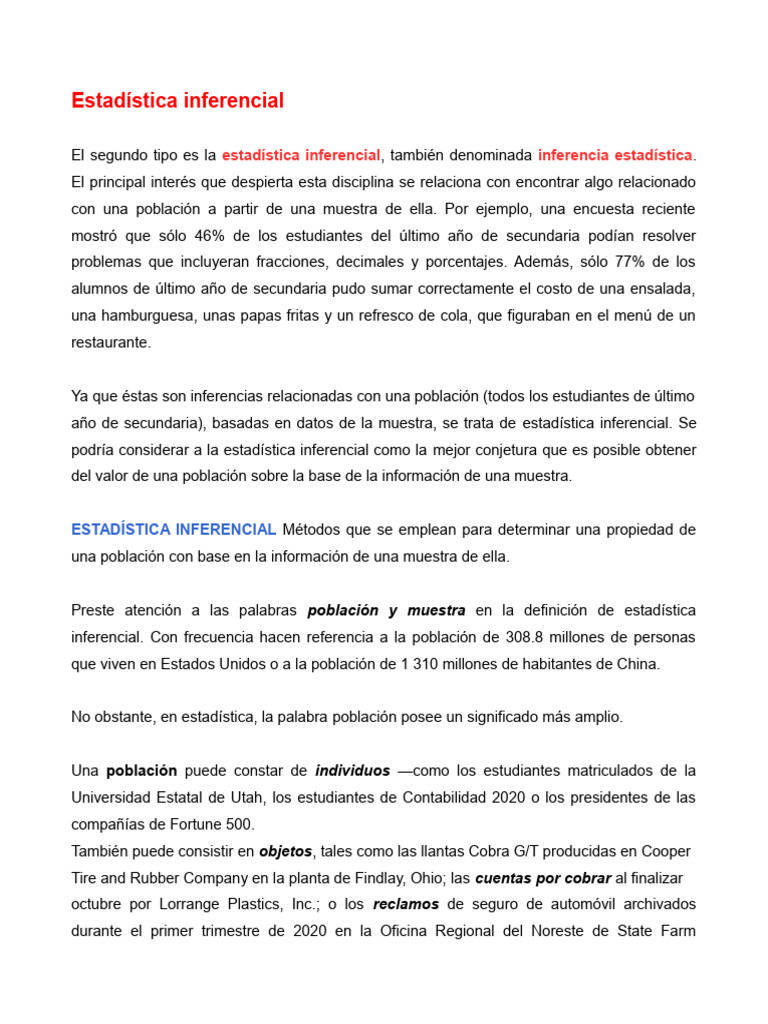 Estadística Inferencial | PDF | Estadísticas