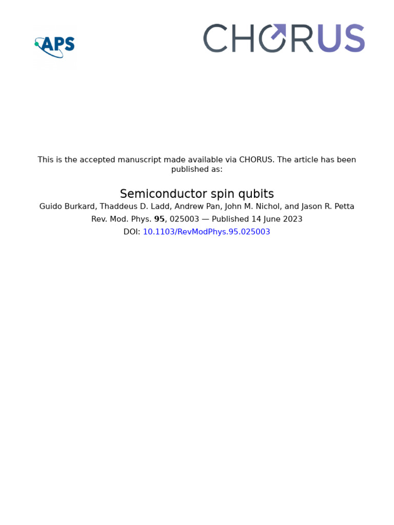 Semiconductor Spin Qubits | PDF | Spin (Physics) | Electron