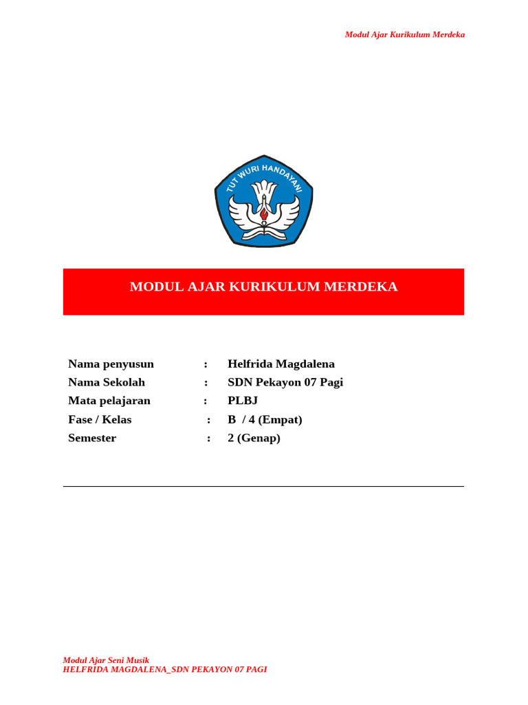 Modul Ajar PLBJ Materi Main Pukul Kelas IV SDN Pekayon 07 Pagi Tahun ...