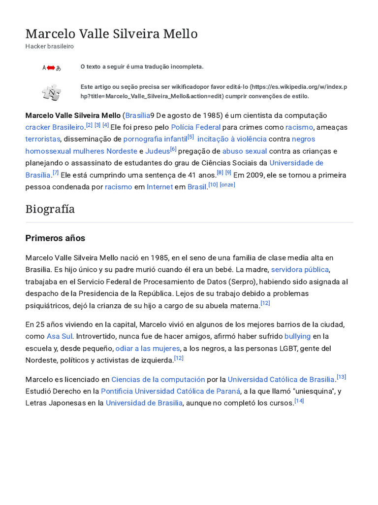 Marcelo Valle Silveira Mello - Wikipedia, La Enciclopedia Libre | PDF