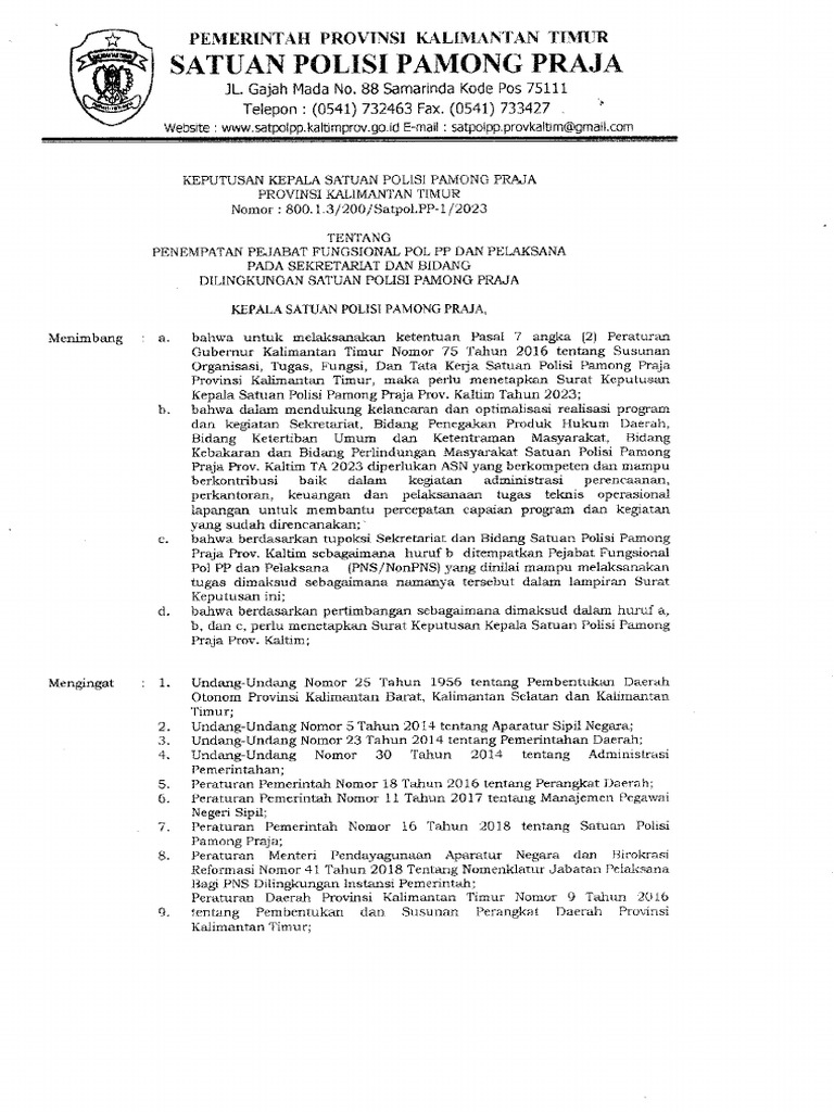 SK Penempatan Bidang Damkar | PDF