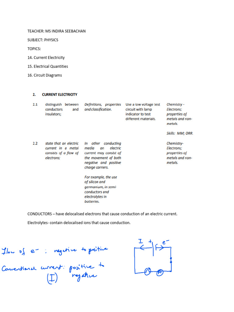 Topics 14-Current Electricity 15-Electrical Quantities 16-Circuit Diagrams Solution | PDF ...