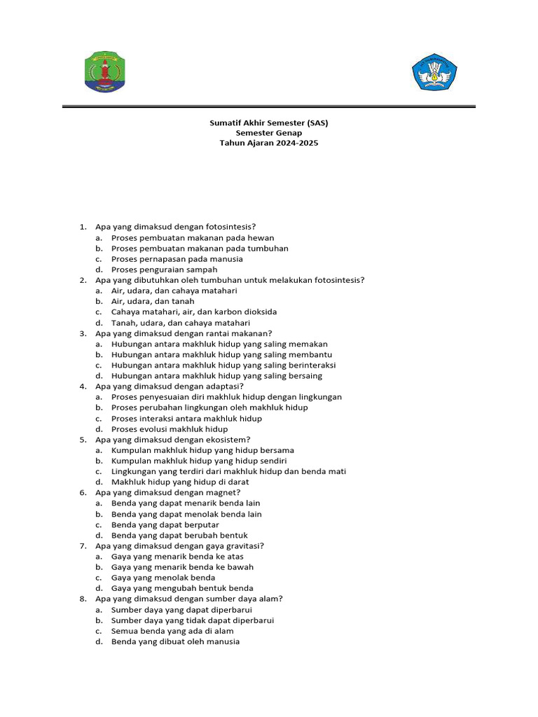 PAS Semester 2 IPAS 2025-2025 | PDF