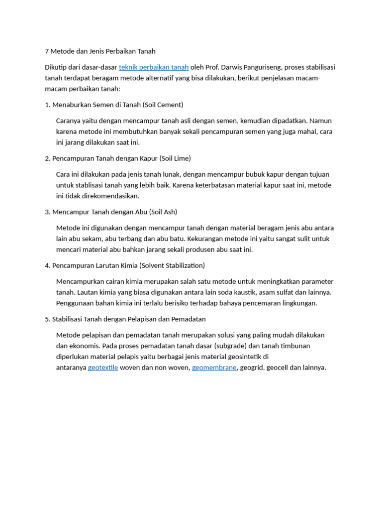 7 Metode Efektif Perbaikan Tanah | PDF