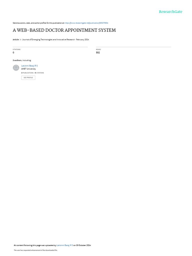 Jetir Aweb Baseddoctorappointmentsystem Feb2024 Ugccarejournal | PDF ...
