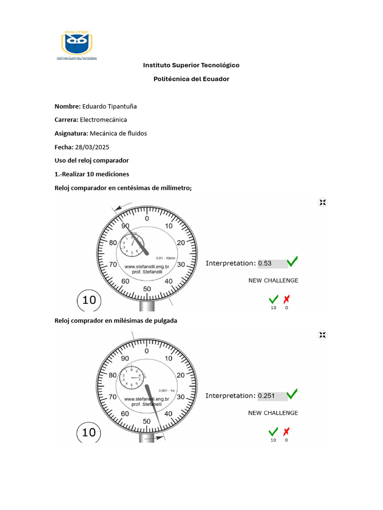 Tarea Reloj Comparador | PDF