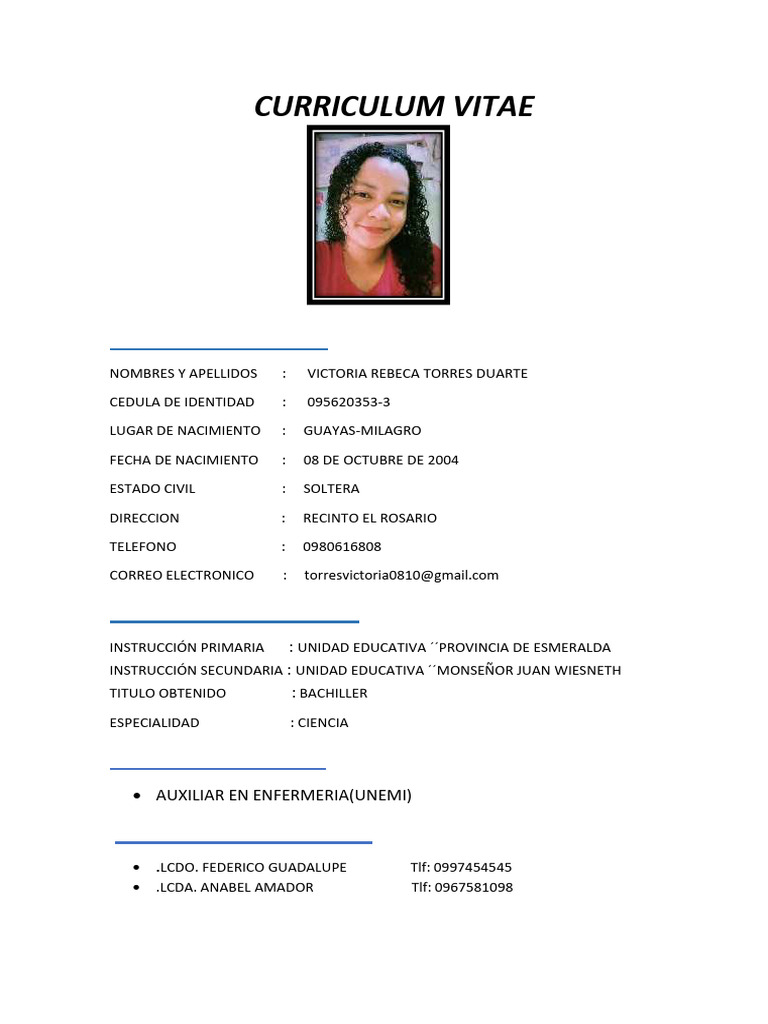 Hoja de Vida Victoria | PDF