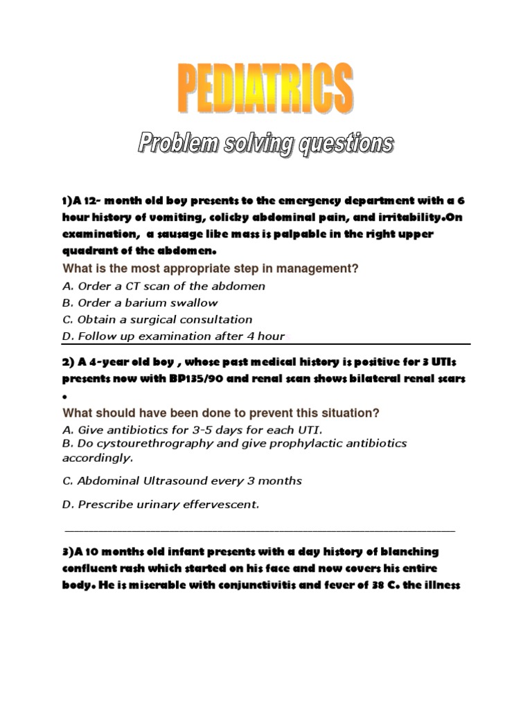 Pediatrics Problem Solving Qs | PDF | Congenital Heart Defect | Heart