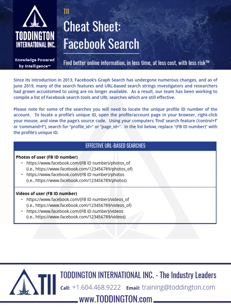 4TII Facebook Cheat Sheet | PDF | Facebook | Online Services