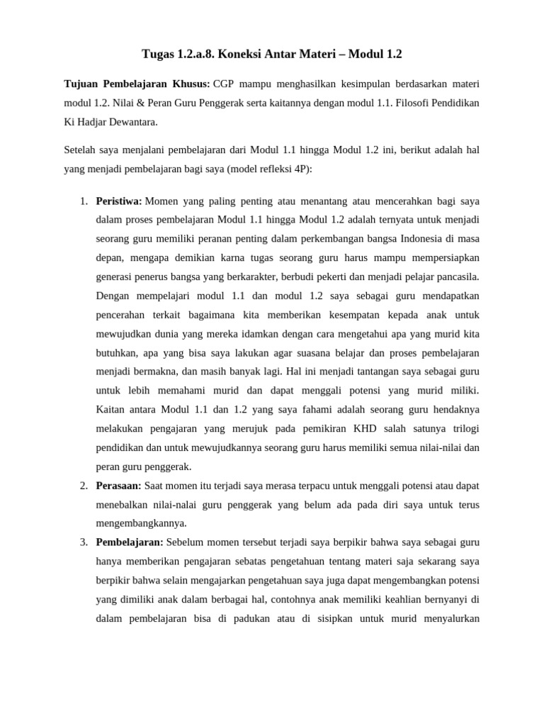 1.2.a.8. Koneksi Antar Materi - Modul 1.2 (1) | PDF
