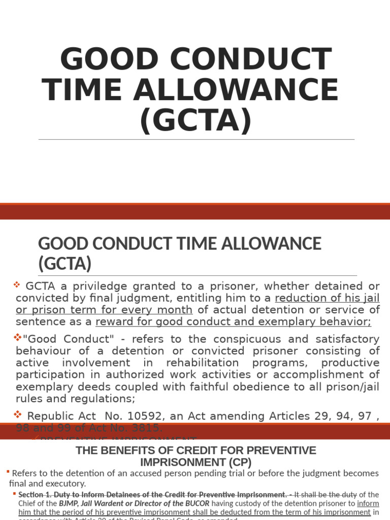 Understanding Good Conduct Time Allowance | PDF | Prison | Prisoner