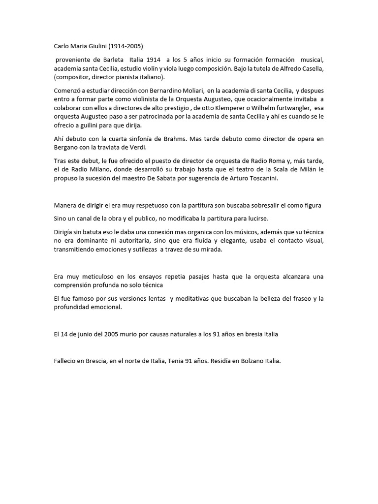 Fallecimiento de Carlo Maria Giulini | PDF