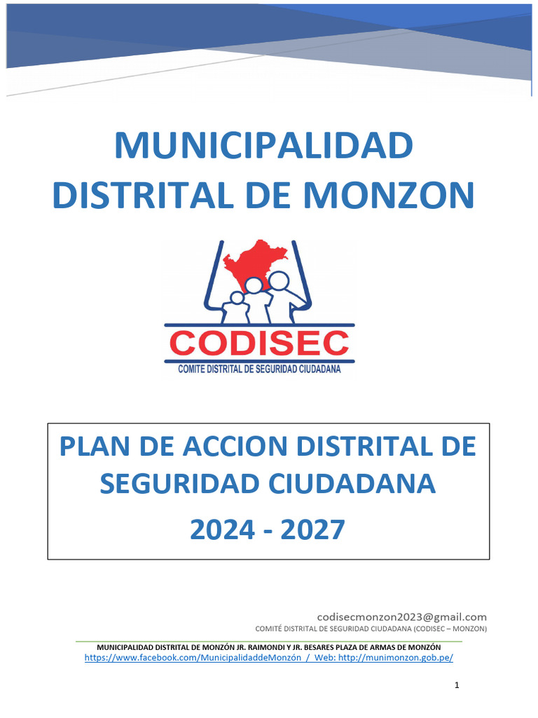 6646899 Plan Codisec Monzon 2024 2027 Ultimo | PDF | Intención (Derecho Penal) | Ley común