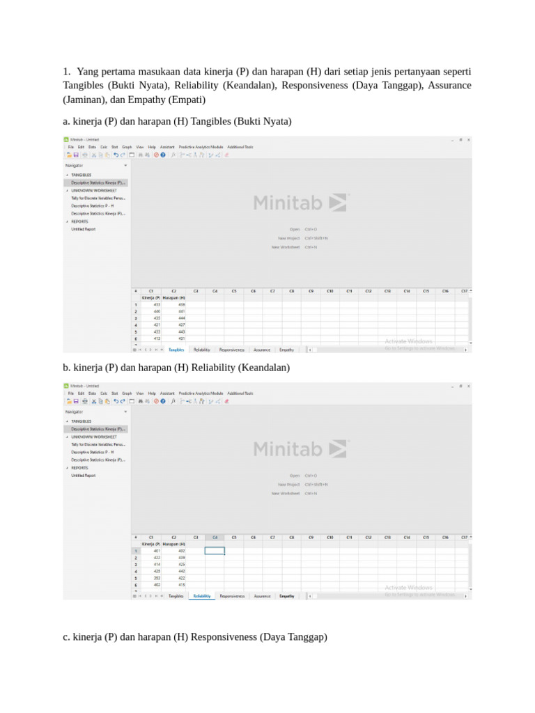 Hasil Minitab Metode Servqual | PDF