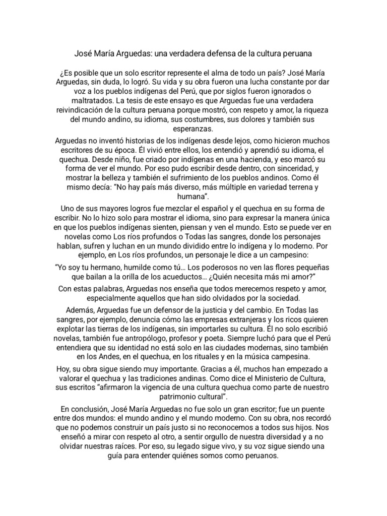José María Arguedas Gamboa | PDF | Perú
