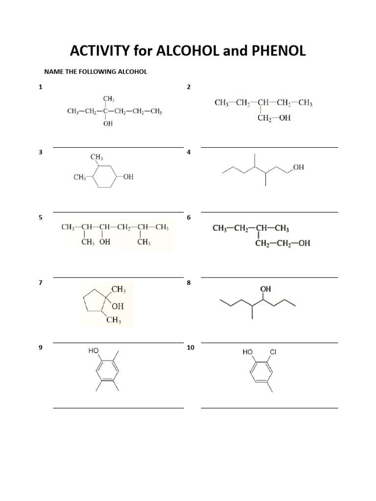 ACTIVITY For ALCOHOL and PHENOL | PDF