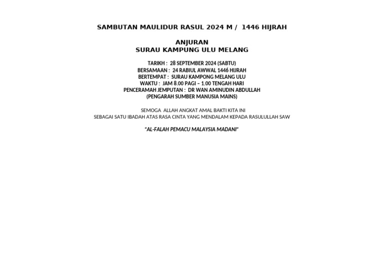 Banner Sambutan Maulidur Rasul 2024 M | PDF