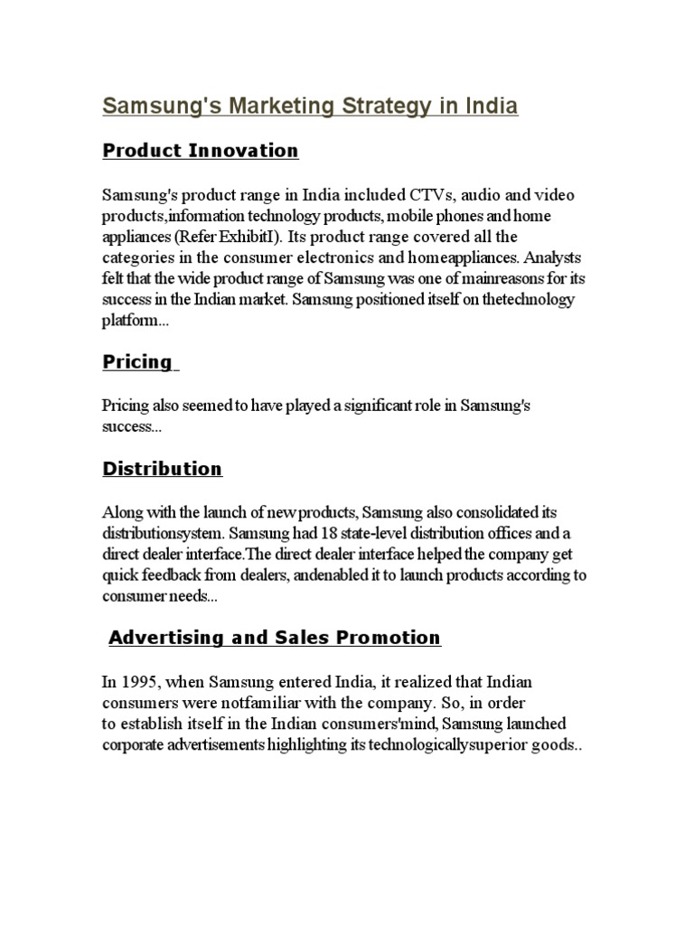 Samsung's Marketing Strategy in India | PDF | Samsung | South Korea