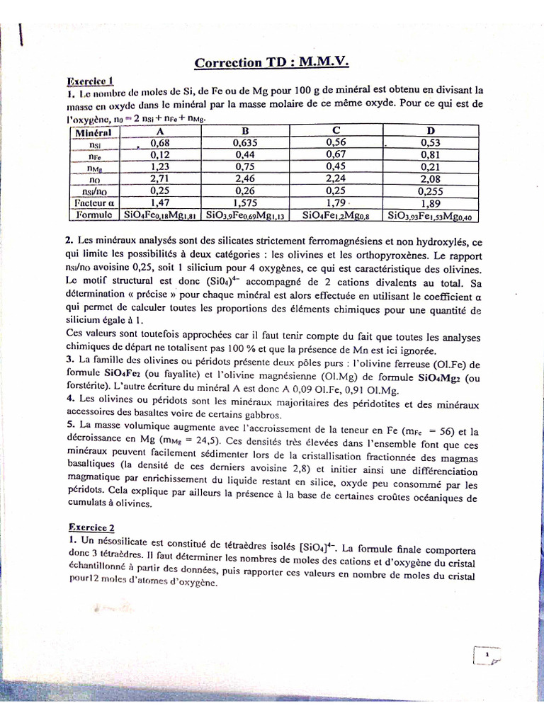 Correction TD Géologie | PDF