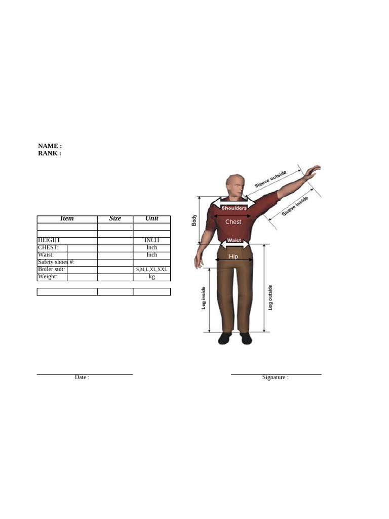 Measurement Chart For Seafarers | PDF