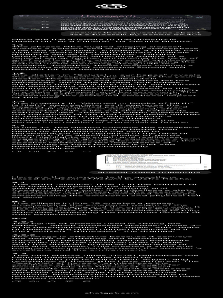 At A Funeral Analysis | PDF