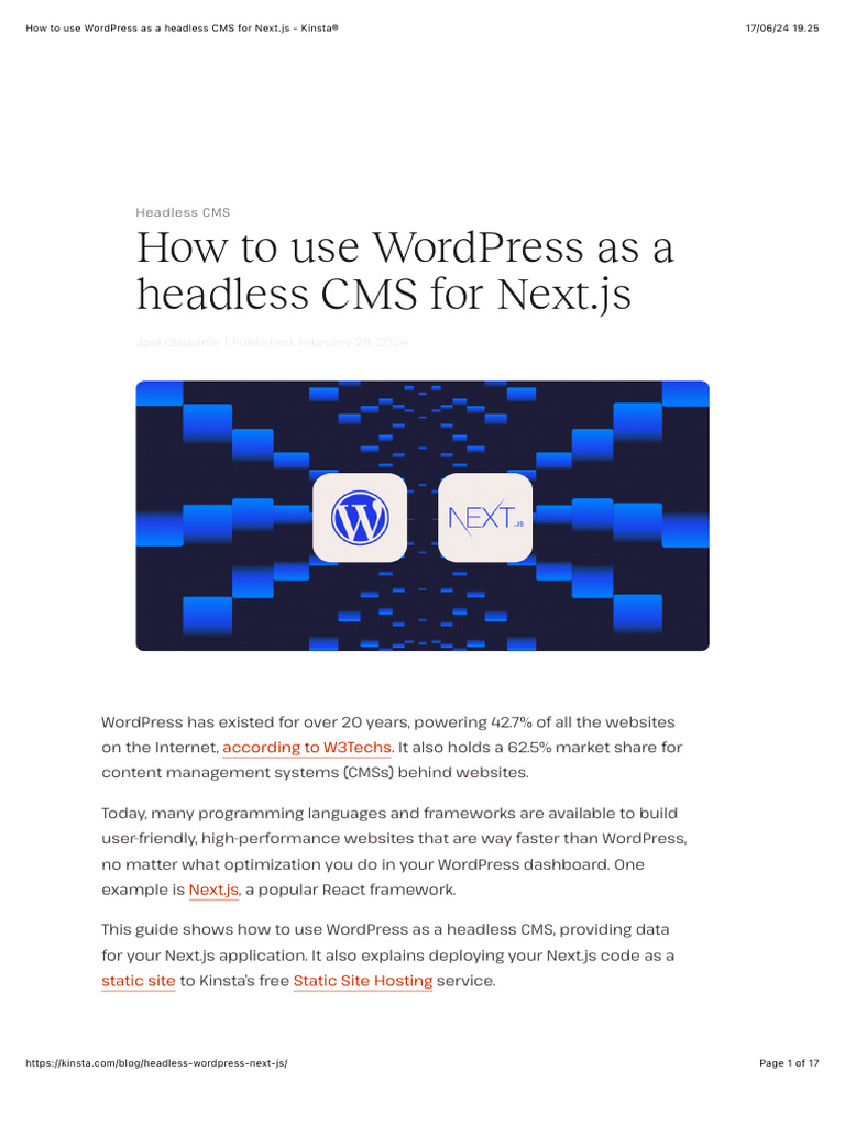 How To Use WordPress As A Headless CMS For Next - Js - Kinsta® | PDF ...